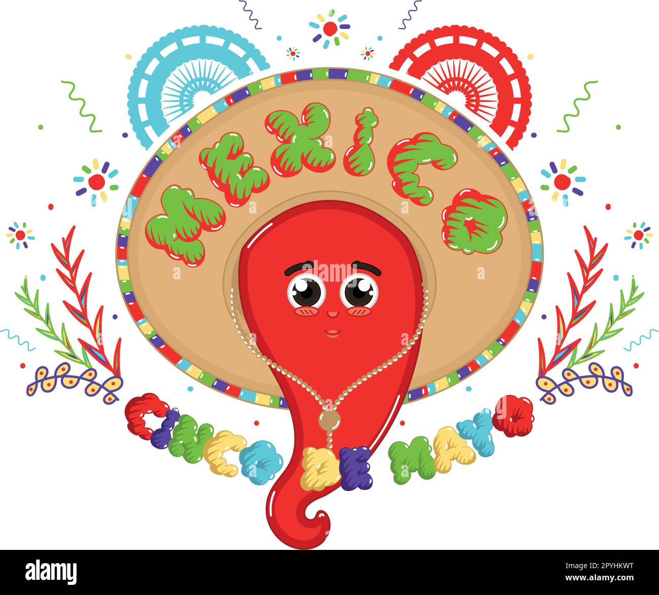 Red chili pepper cartoon Cinco de mayo Vector Stock Vector Image & Art ...