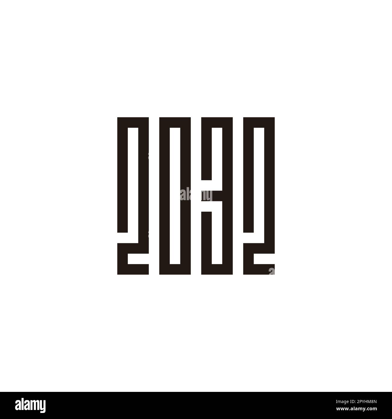 Number 2, 0, 3 and 2 square, rectangles geometric symbol simple logo ...