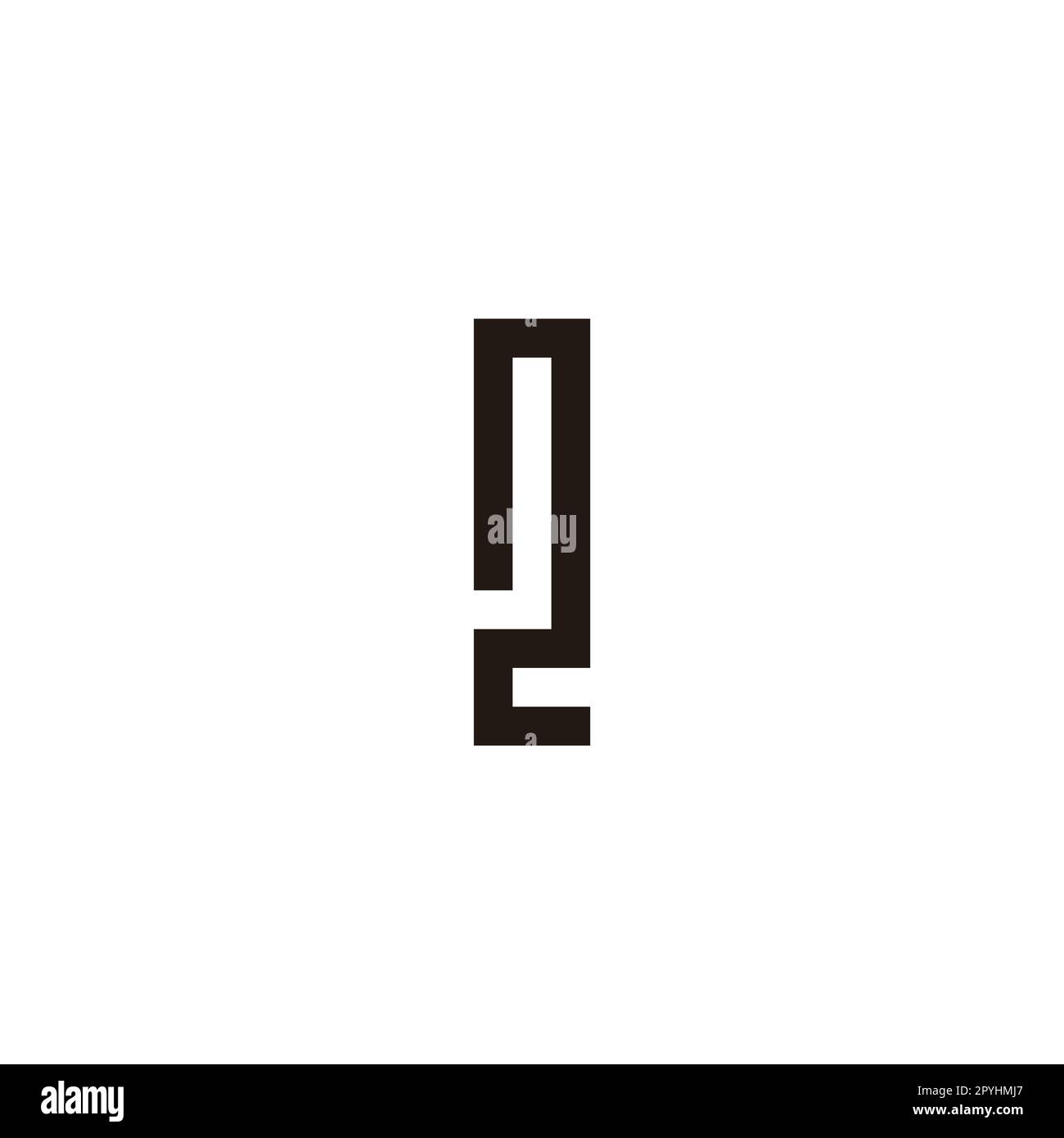 Number 2 letter J rectangle geometric symbol simple logo vector Stock ...