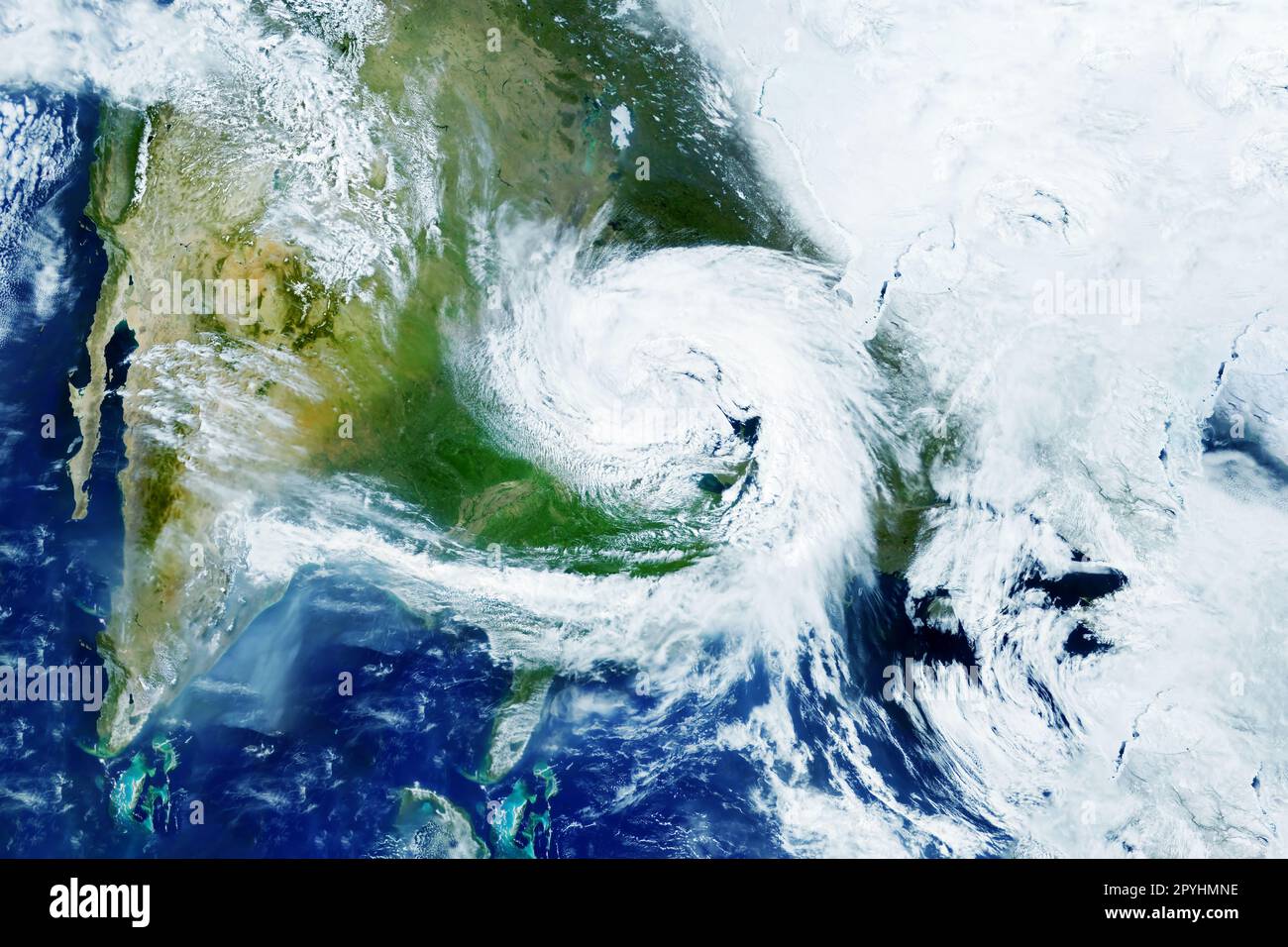 A hurricane from outer space, an atmospheric cyclone. Elements of this ...