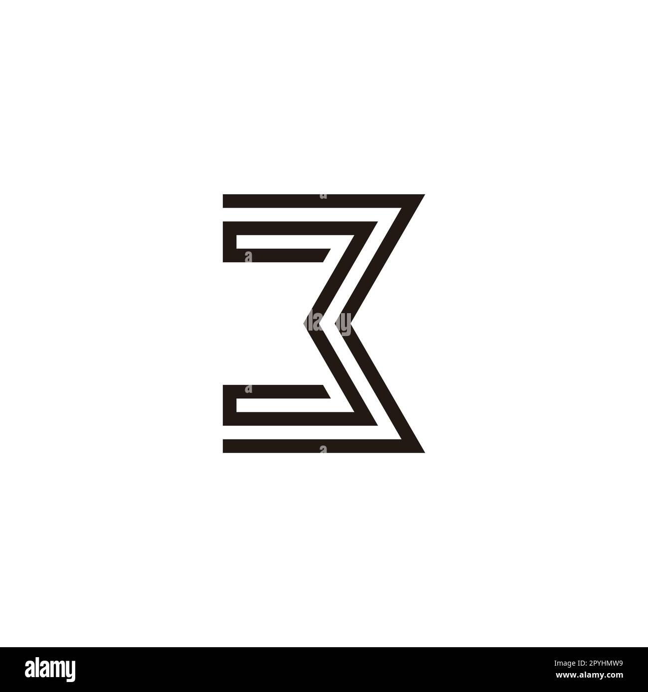 Letter 3 doubles, lines geometric symbol simple logo vector Stock ...