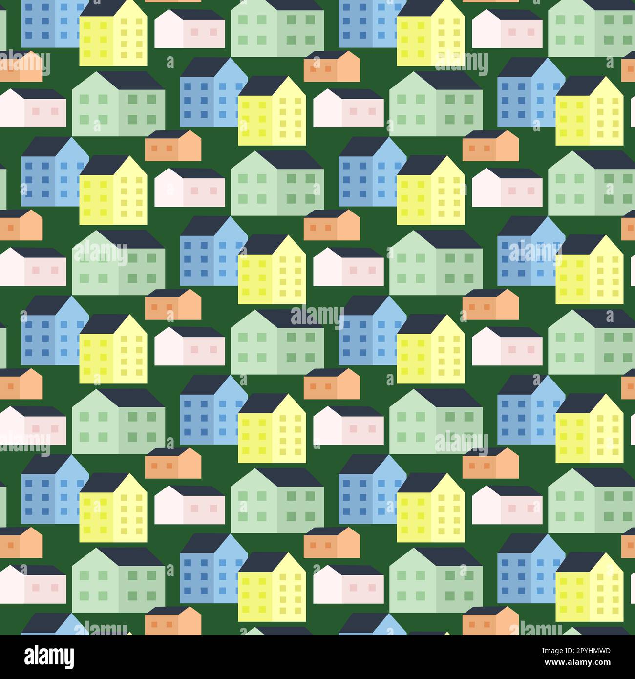 Pattern with colorful houses. Flat vector illustration Stock Vector ...