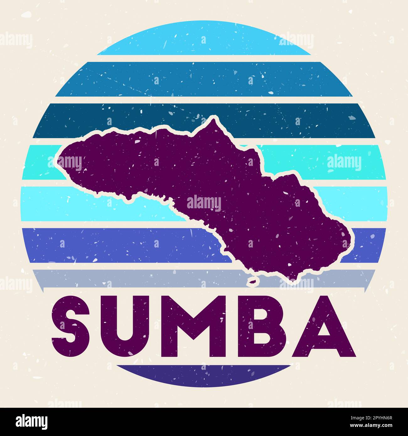Sumba logo. Sign with the map of the island and colored stripes, vector ...