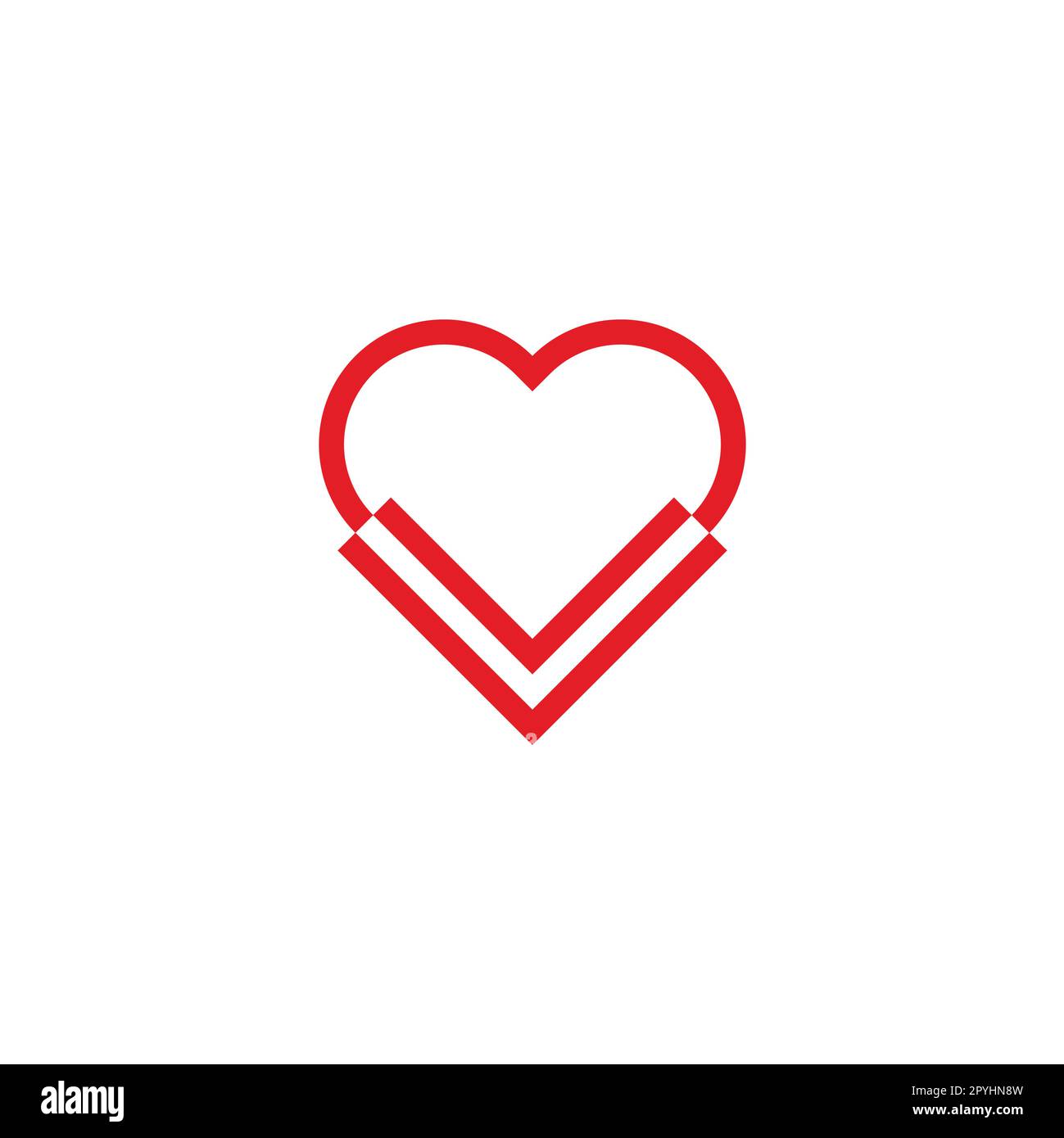 Letter V heart, double geometric symbol simple logo vector Stock Vector ...