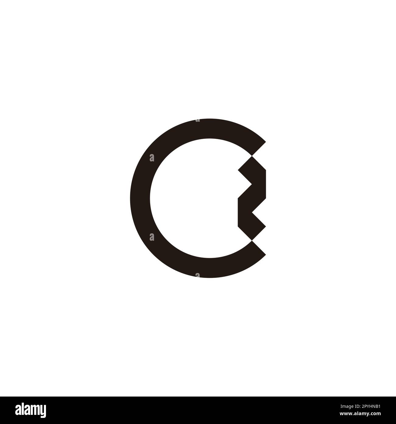 Letter C number 2, locked geometric symbol simple logo vector Stock ...
