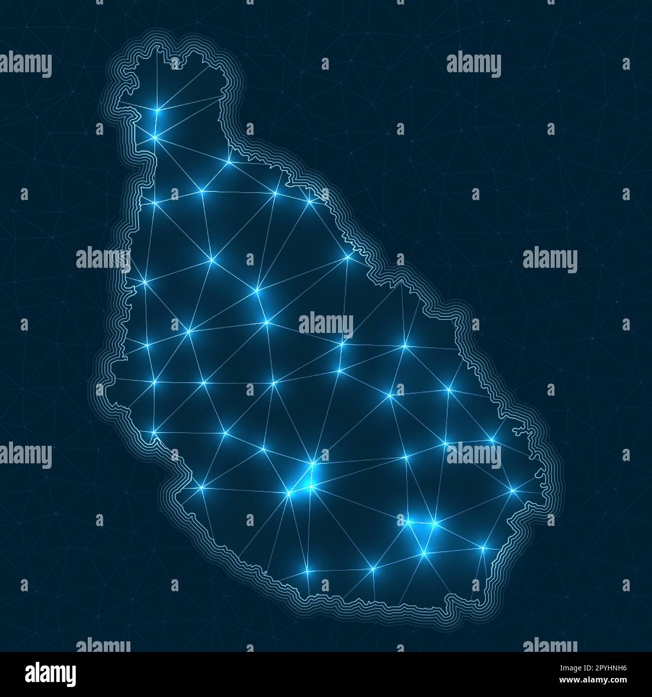 Santiago Island network map. Abstract geometric map of the island ...