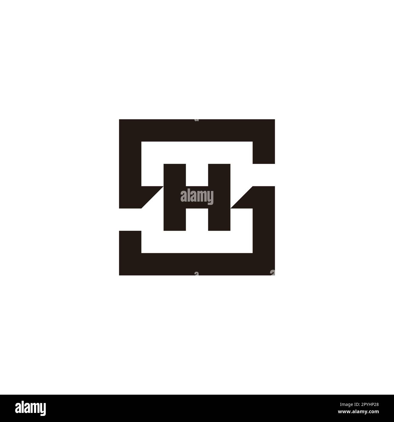 Letter HS SH H S square, unique geometric symbol simple logo vector ...