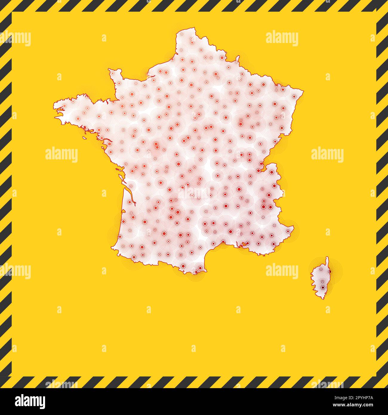 France closed - virus danger sign. Lockdown country icon. Black striped ...