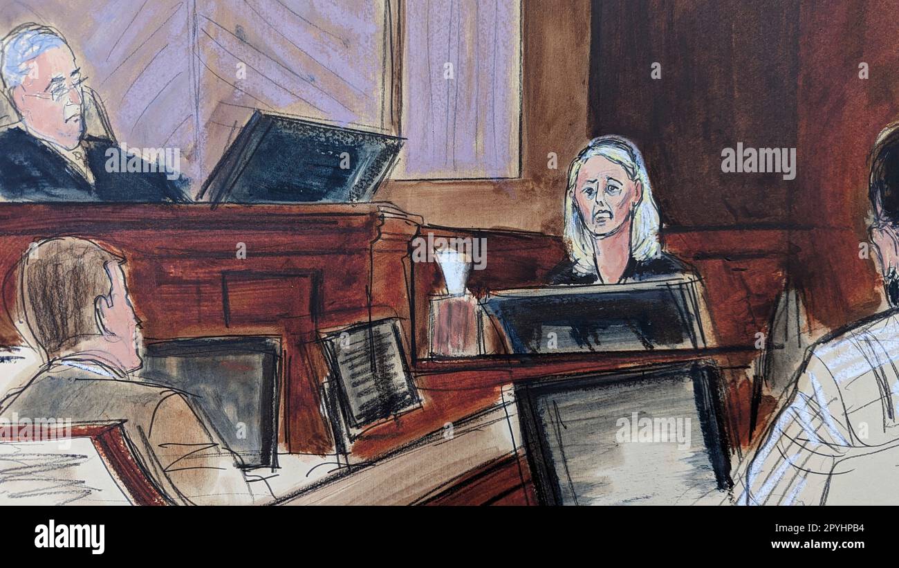 In this courtroom sketch, Cande Carroll testifies on the witness stand ...