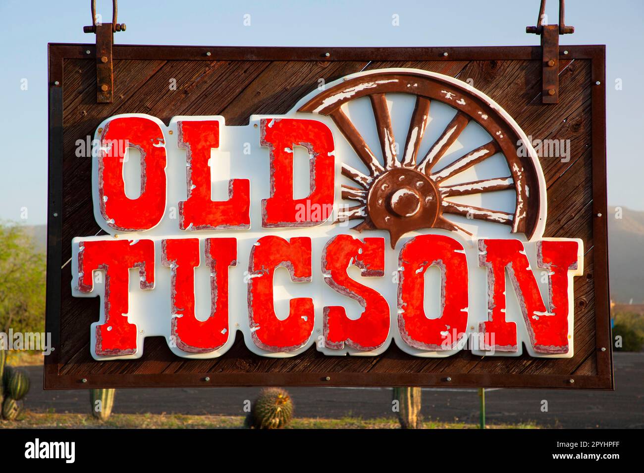 Old Tucson entrance sign, Tucson Mountain Park, Arizona Stock Photo - Alamy