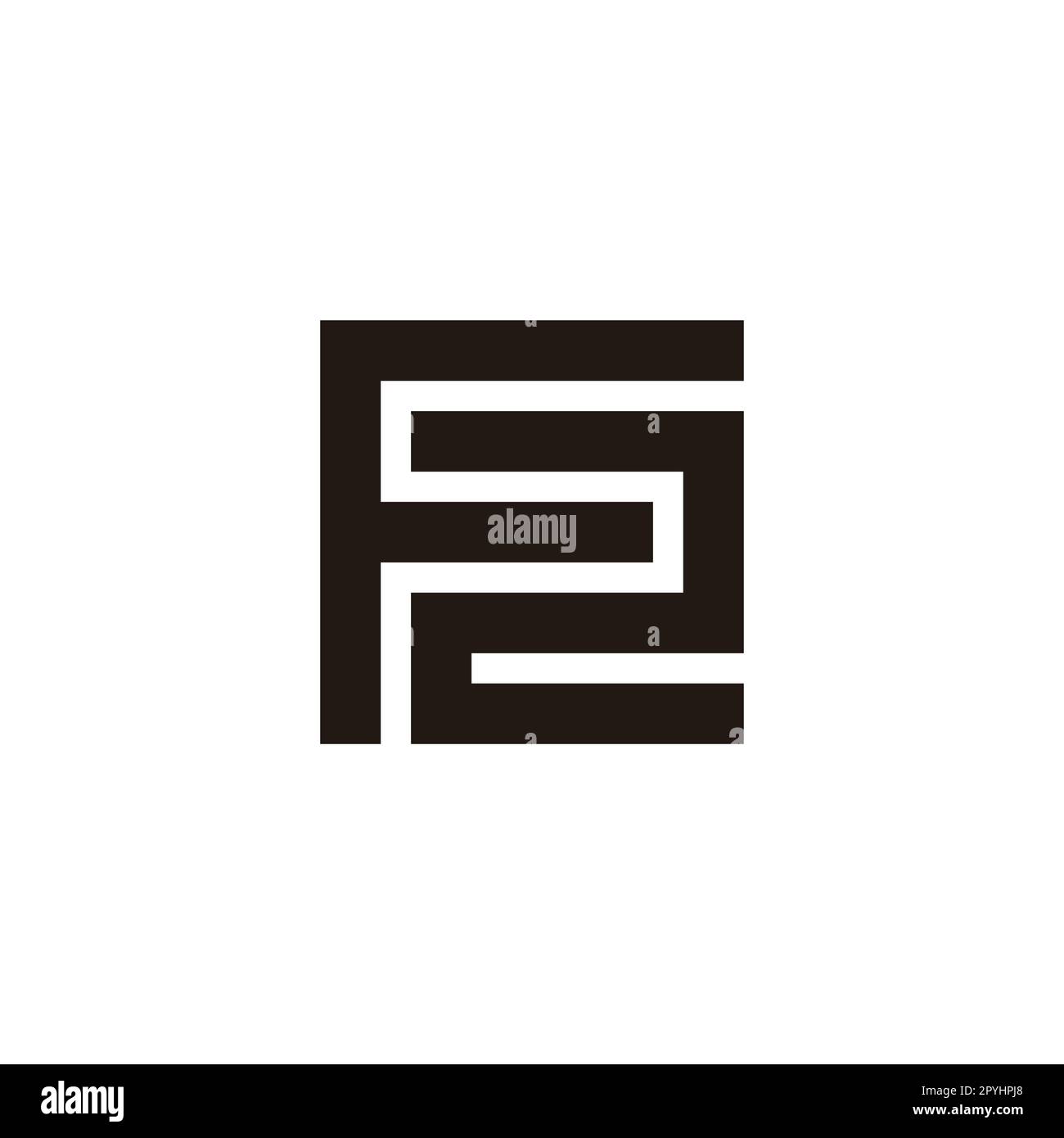 Letter F number 2, square geometric symbol simple logo vector Stock ...