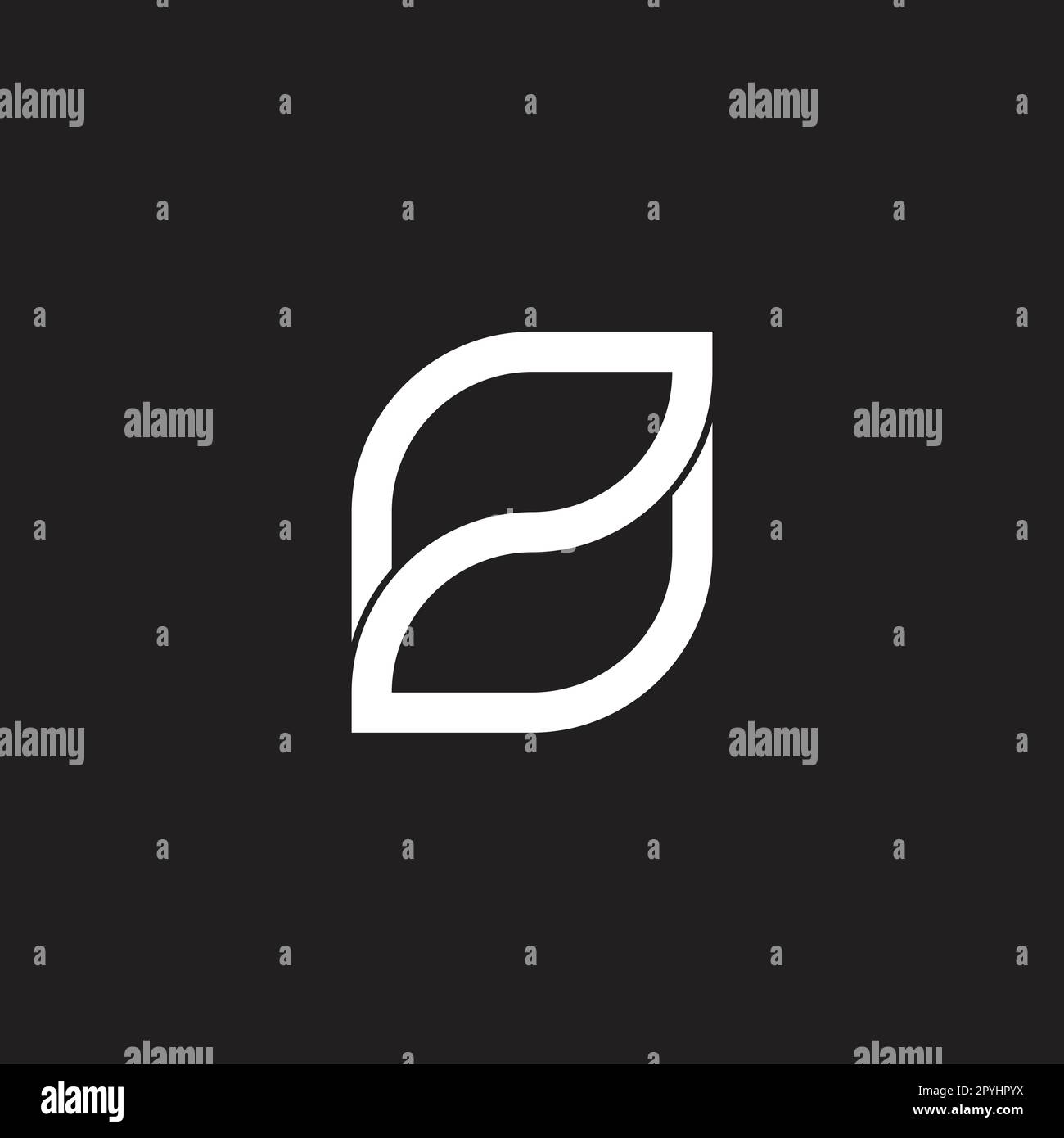 Number 2 leaf, outline geometric symbol simple logo vector Stock Vector ...