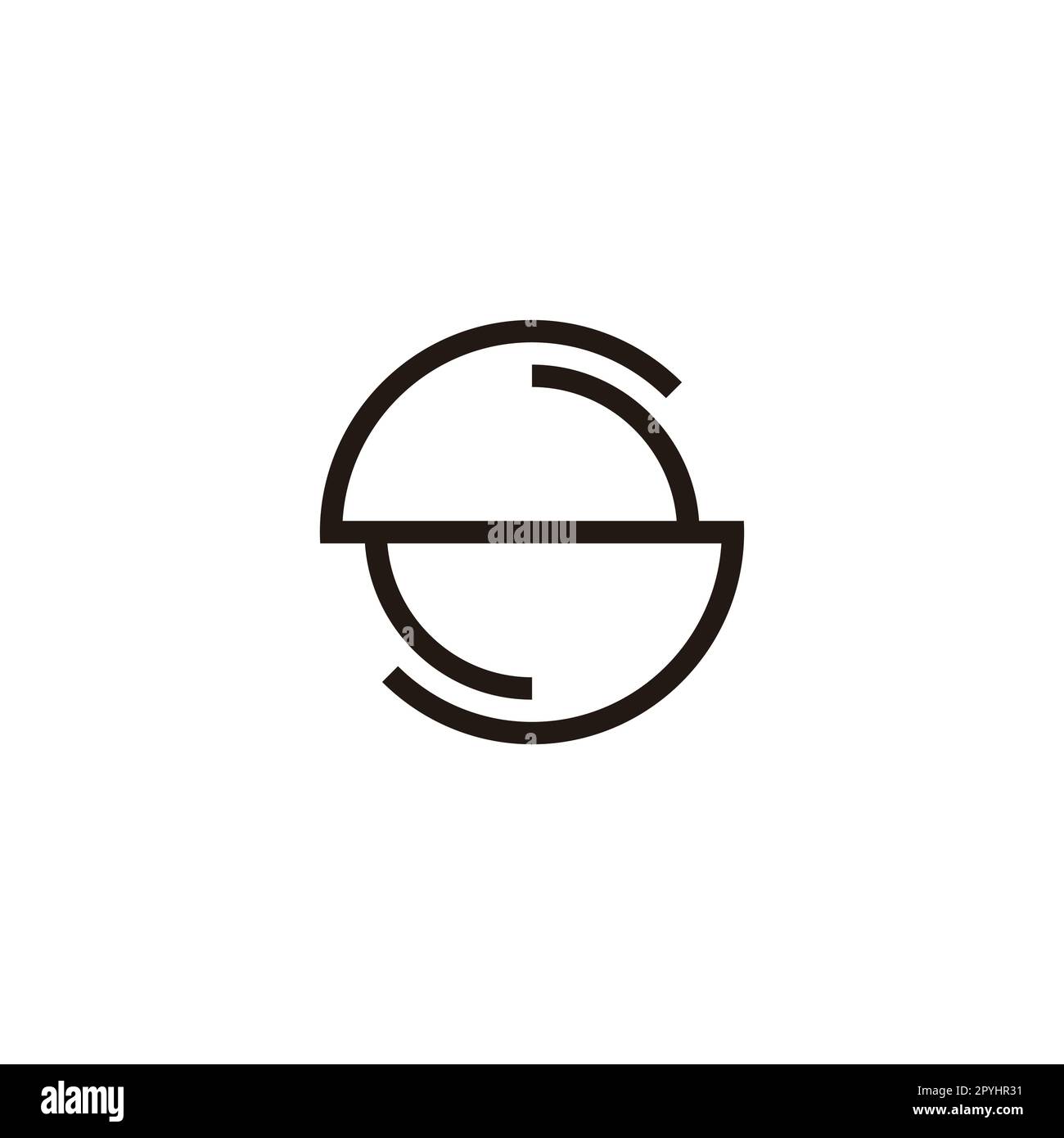 Letter S and N circle, line geometric symbol simple logo vector Stock ...