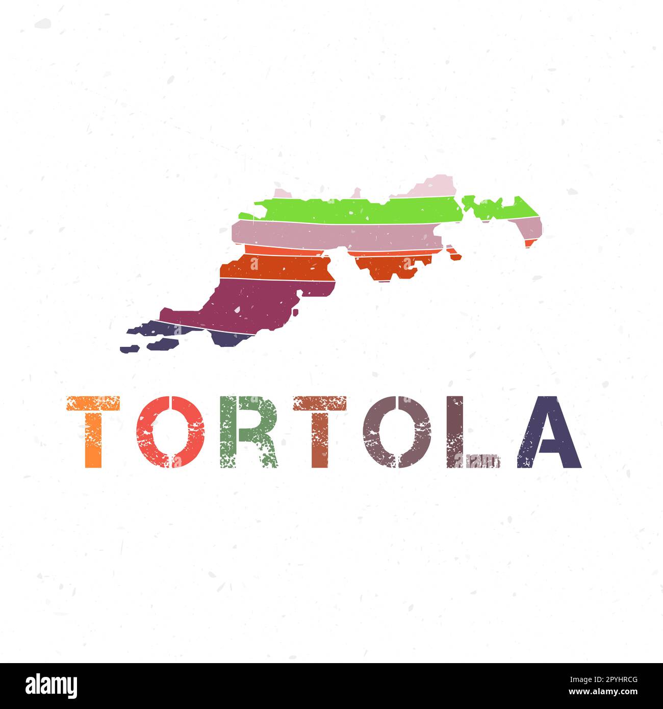 Tortola map design. Shape of the island with beautiful geometric waves ...