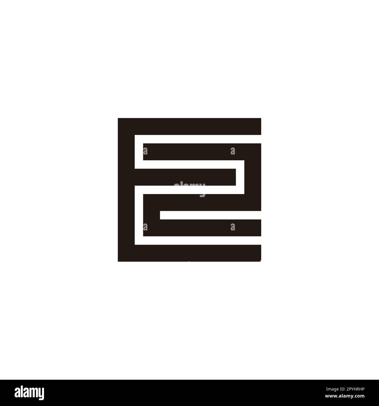 Letter E number 2, square curve geometric symbol simple logo vector ...