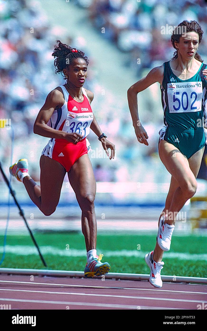 Ana Fidelia Quirot #363 (CUB), competing in the first round heat of the ...