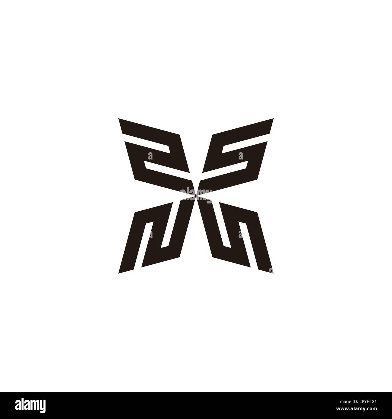 Four letter N, butterfly geometric symbol simple logo vector Stock ...