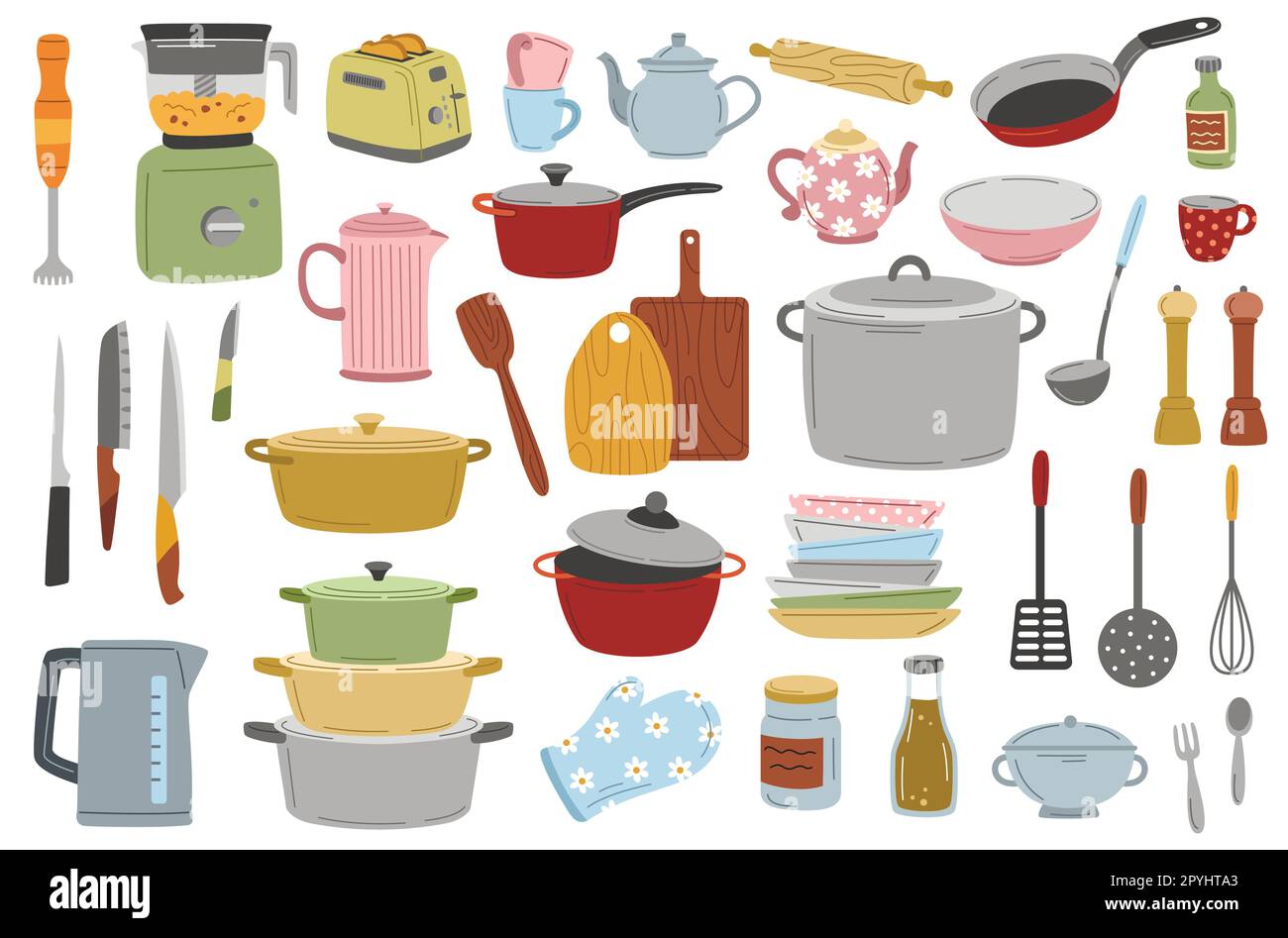 Kitchen utensils icons set cartoon hi-res stock photography and images ...