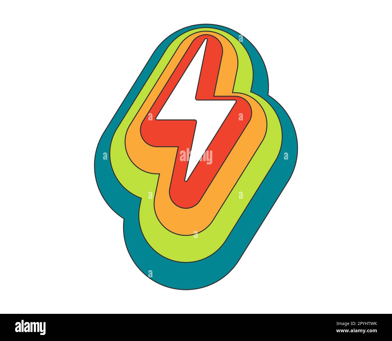 Retro groovy lightning with rainbow trace. Psychedelic hippie ... Retro groovy lightning with rainbow trace. Psychedelic hippie ...