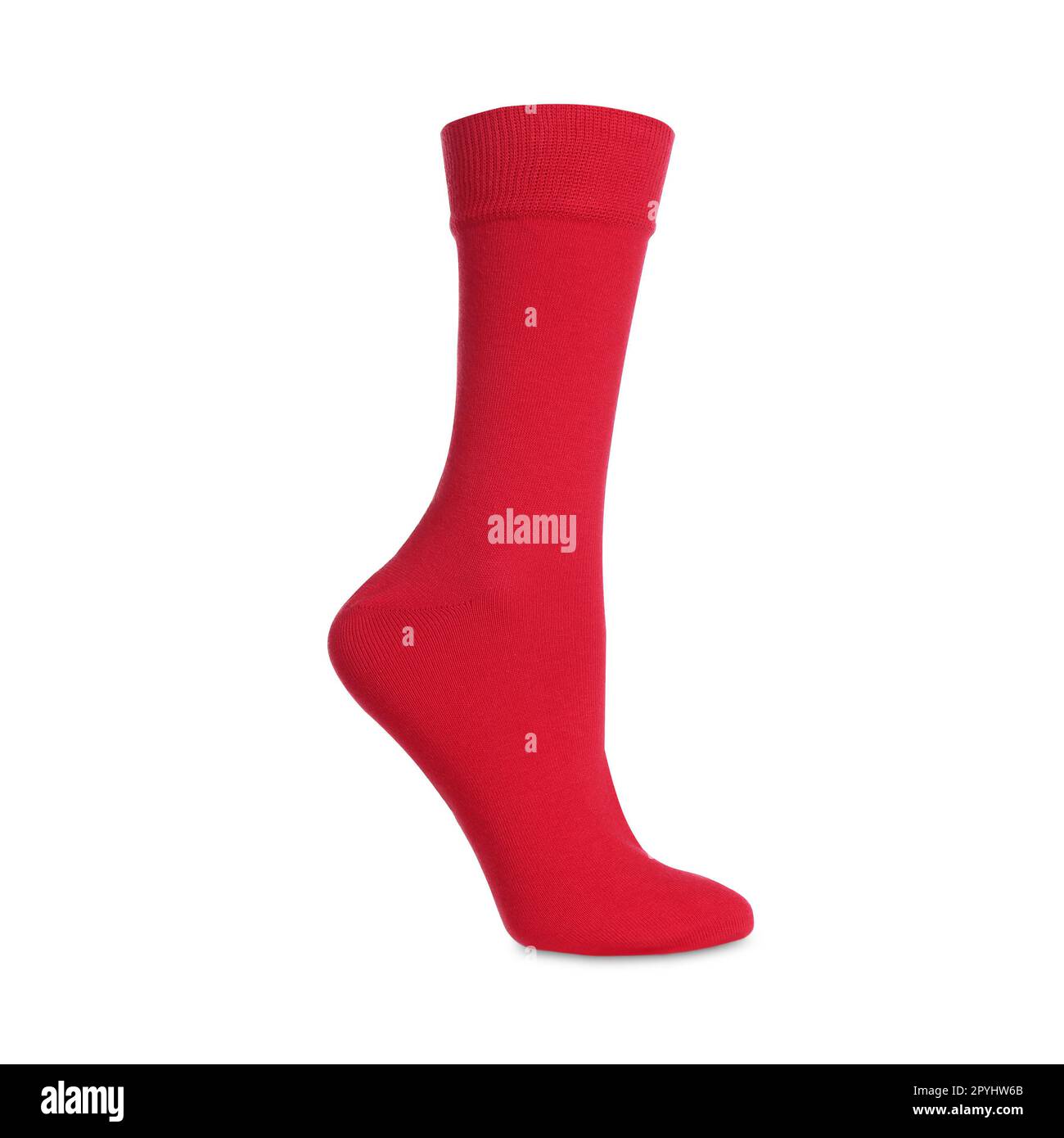 One new red sock isolated on white Stock Photo - Alamy
