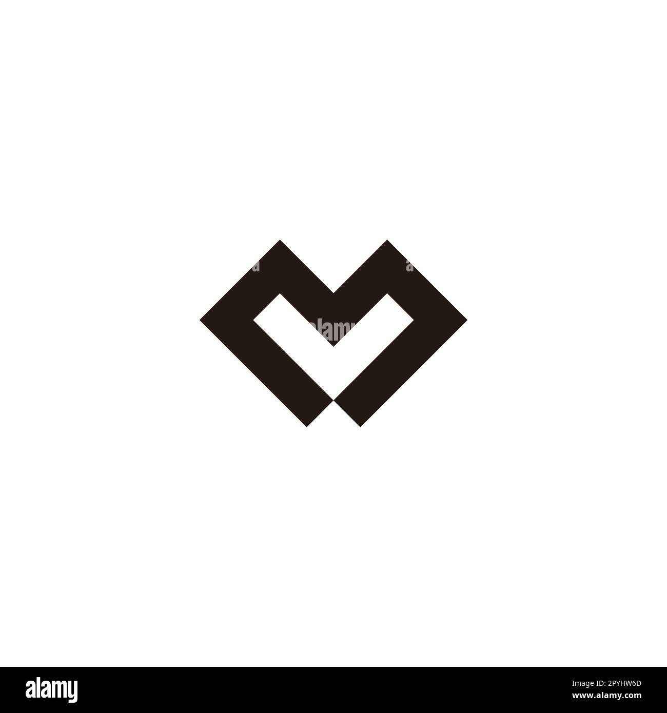 Letter M and V heart, outline geometric symbol simple logo vector Stock ...