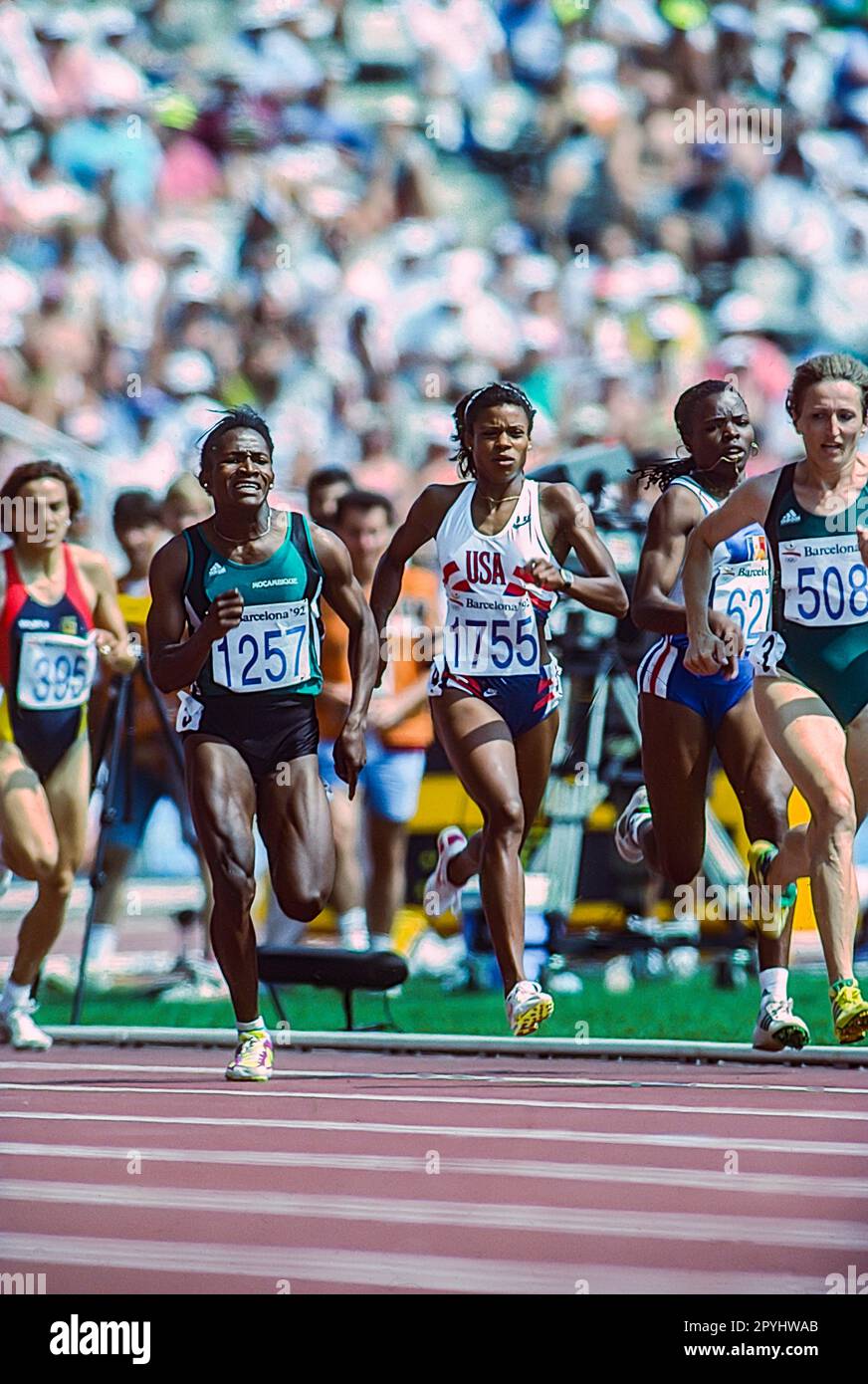 Maria Mutola (MOZ) #1257, Meredith Rainey (USA) #1755 competing in the ...