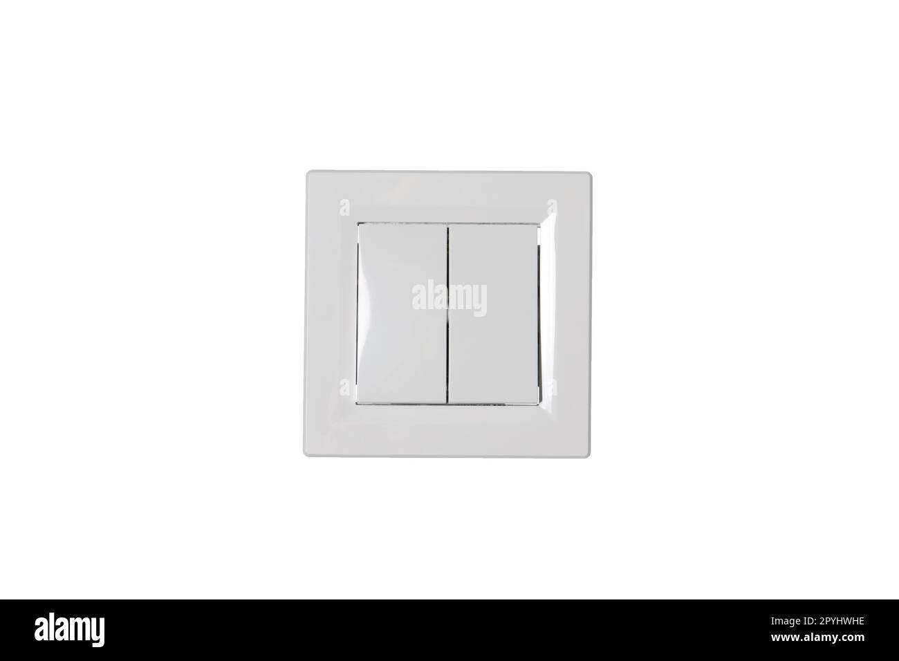 Modern plastic light switch on white background Stock Photo - Alamy