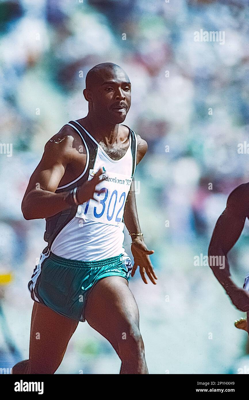 Chidi Imoh (NGR) competing in the Men's 100 meters at the 1992 Olympic Summer Games Stock Photo ...