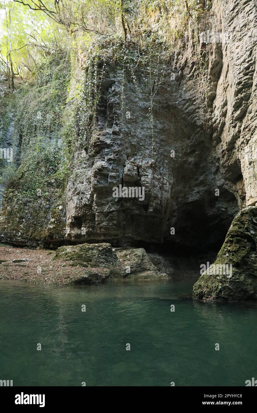 Picturesque view of clean river near cliffs and plants outdoors Stock ...