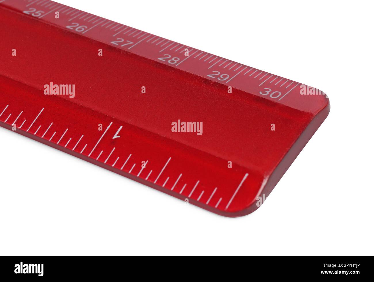 One red plastic ruler isolated on white Stock Photo - Alamy