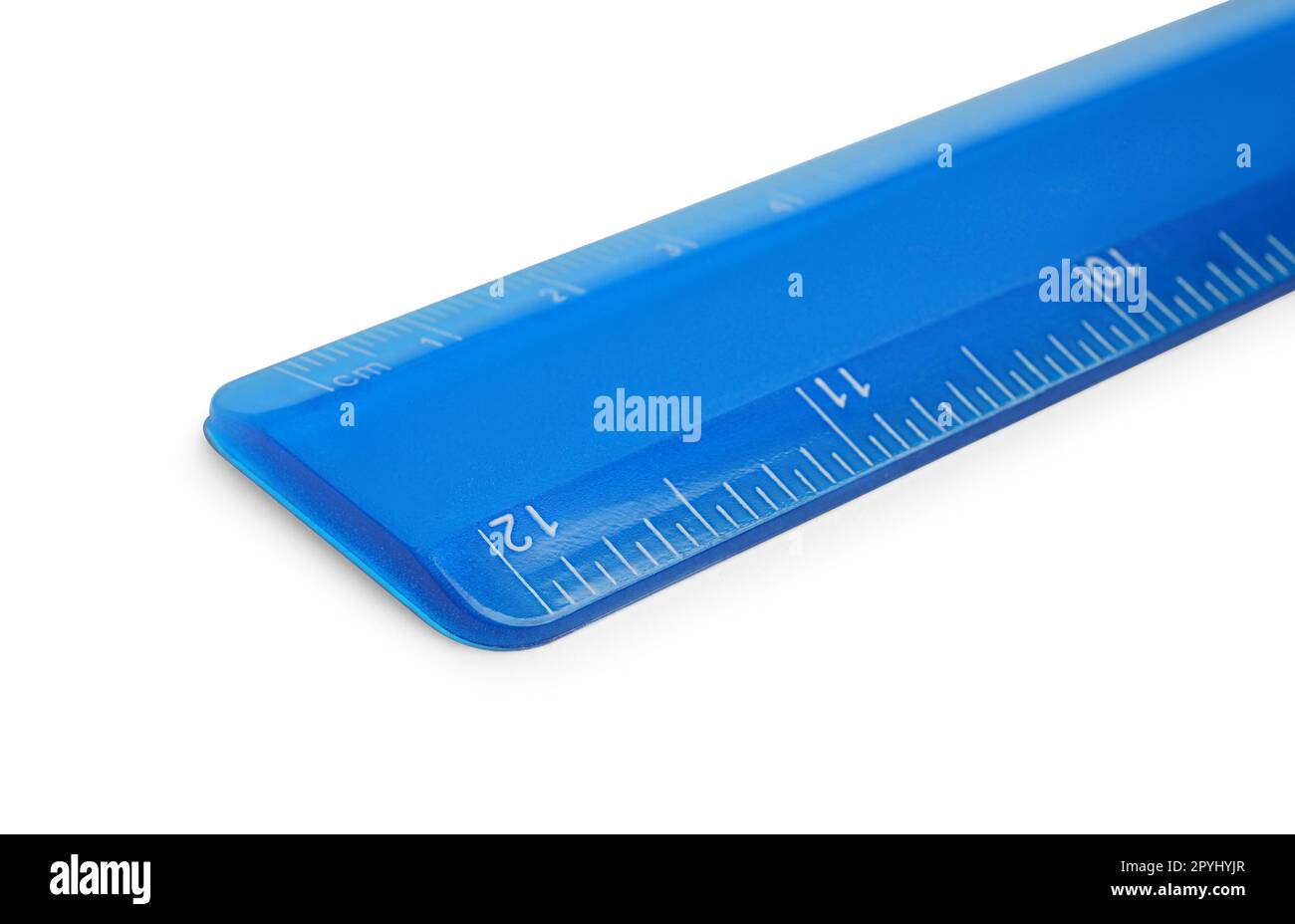 One blue plastic ruler isolated on white Stock Photo - Alamy