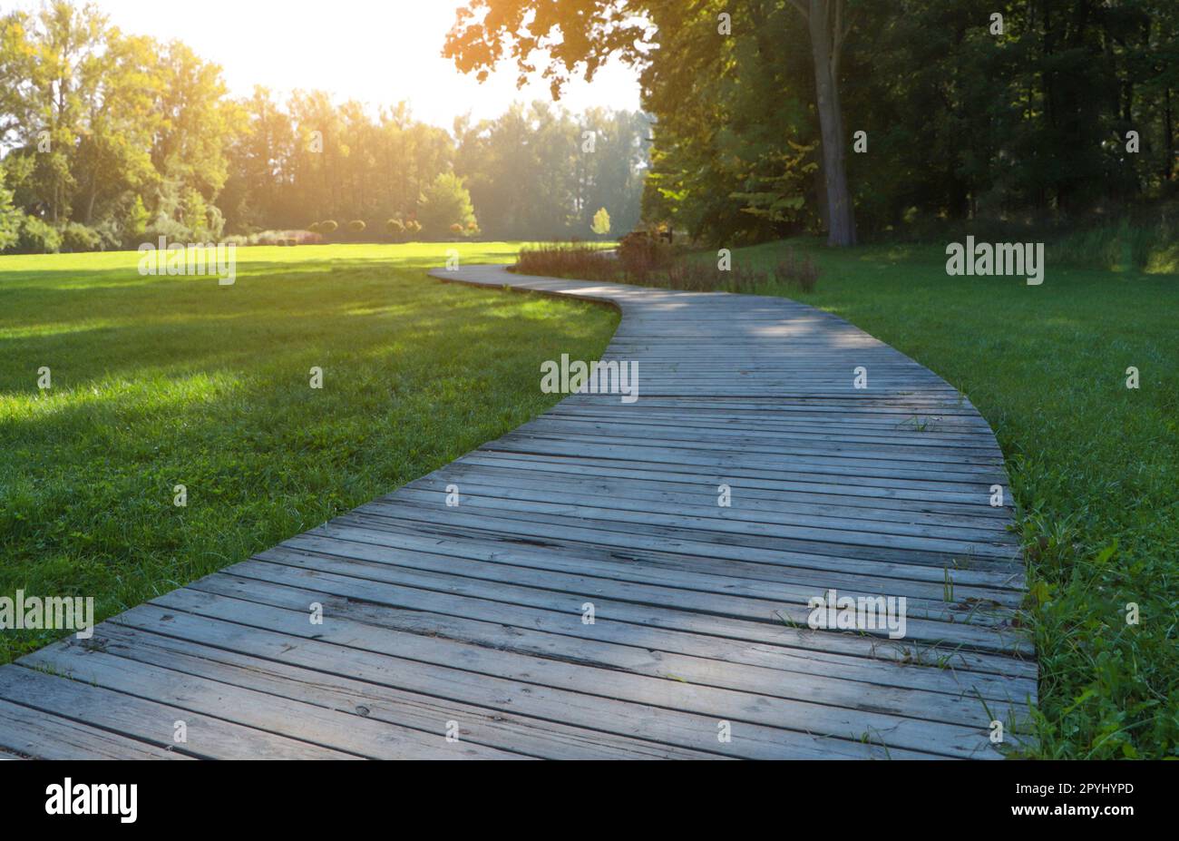 Beautiful public city park with pathway and green grass Stock Photo - Alamy