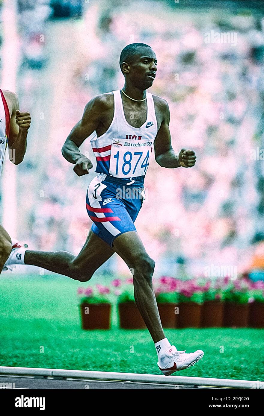 Mark Everett (USA) competing in the first round heat of the Men's 800 ...