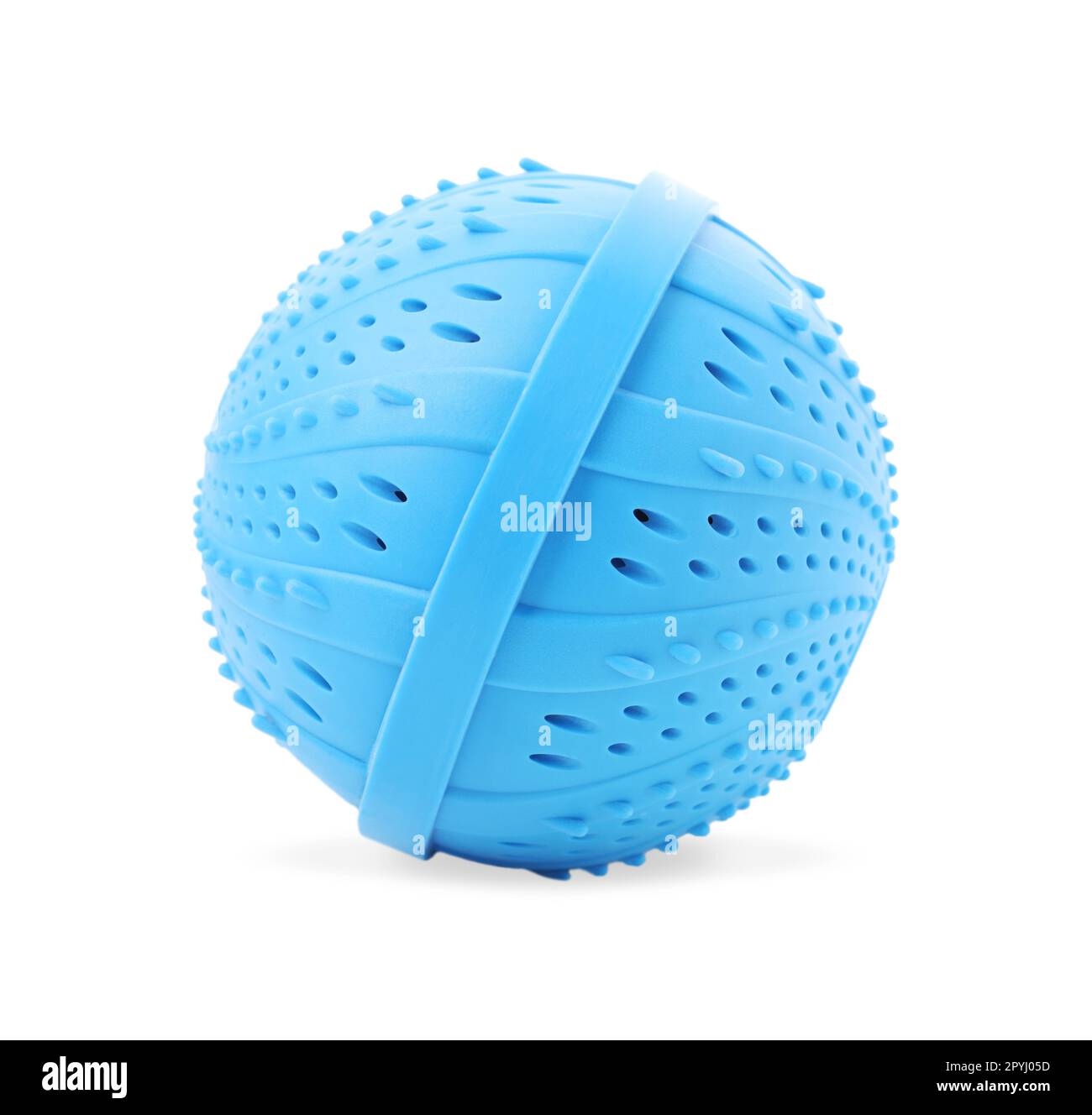 Light blue dryer ball for washing machine isolated on white. Laundry ...