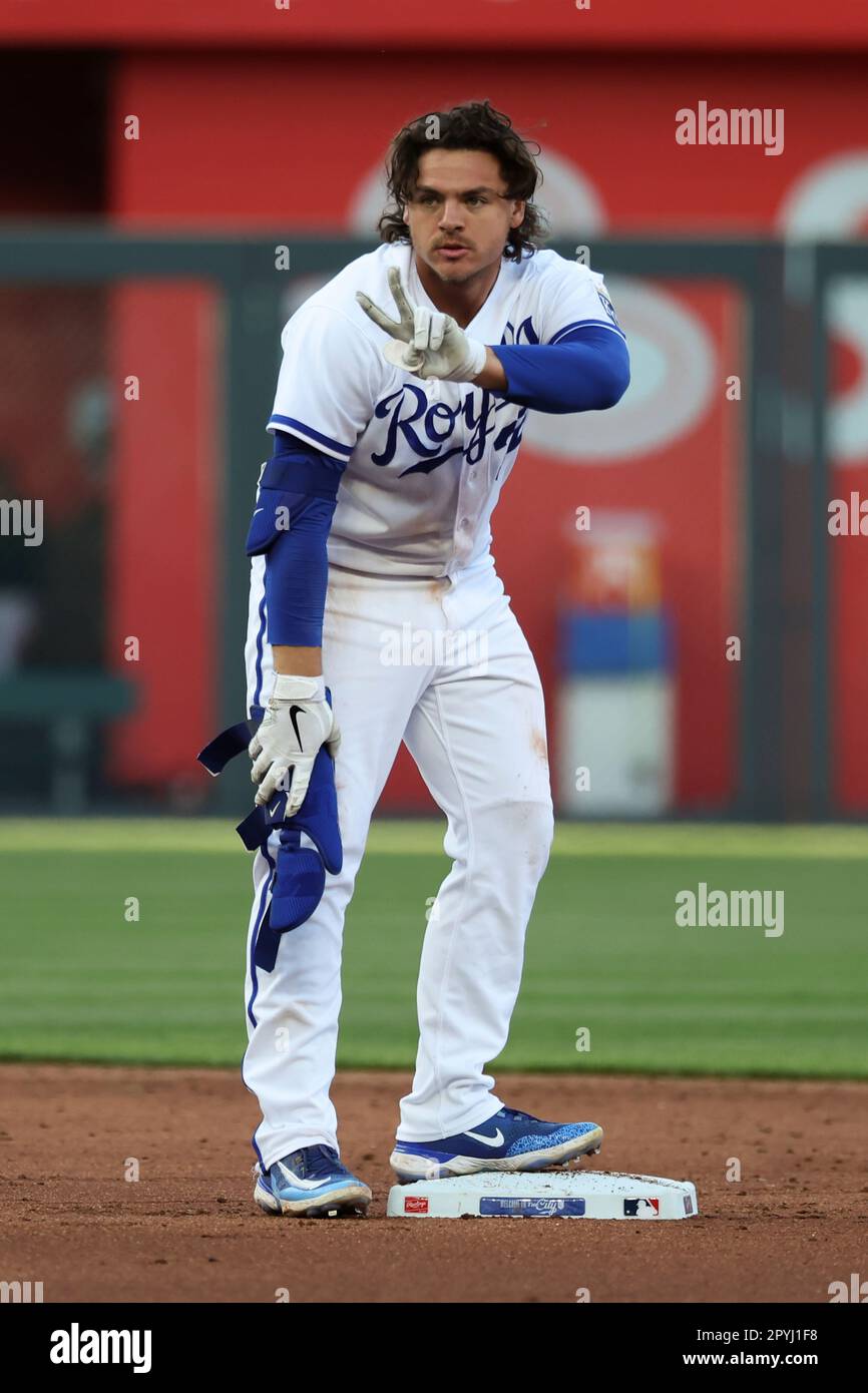KANSAS CITY, MO - MAY 03: Kansas City Royals left fielder Nick Pratto ...