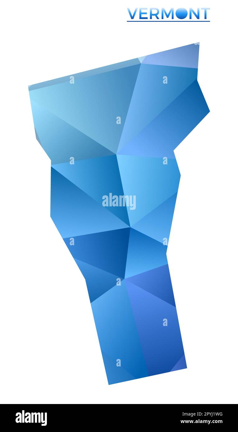 Vector polygonal Vermont map. Vibrant geometric US state in low poly ...
