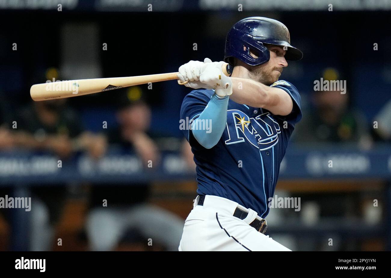 Tampa Bay Rays' Brandon Lowe bats against the Pittsburgh Pirates during ...