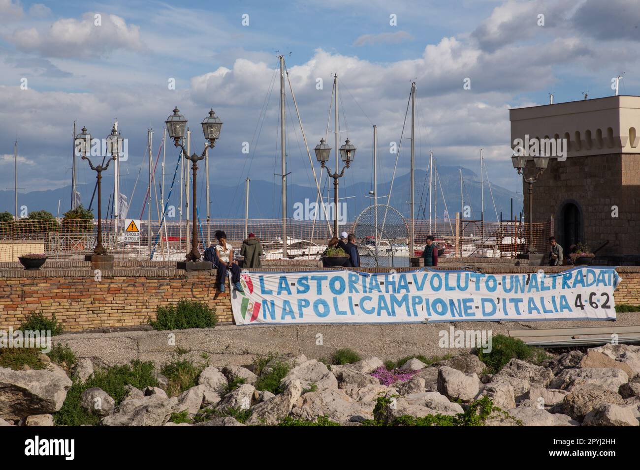 Naples, Italy. 03rd May, 2023. Banner on the Caracciolo seafront in ...