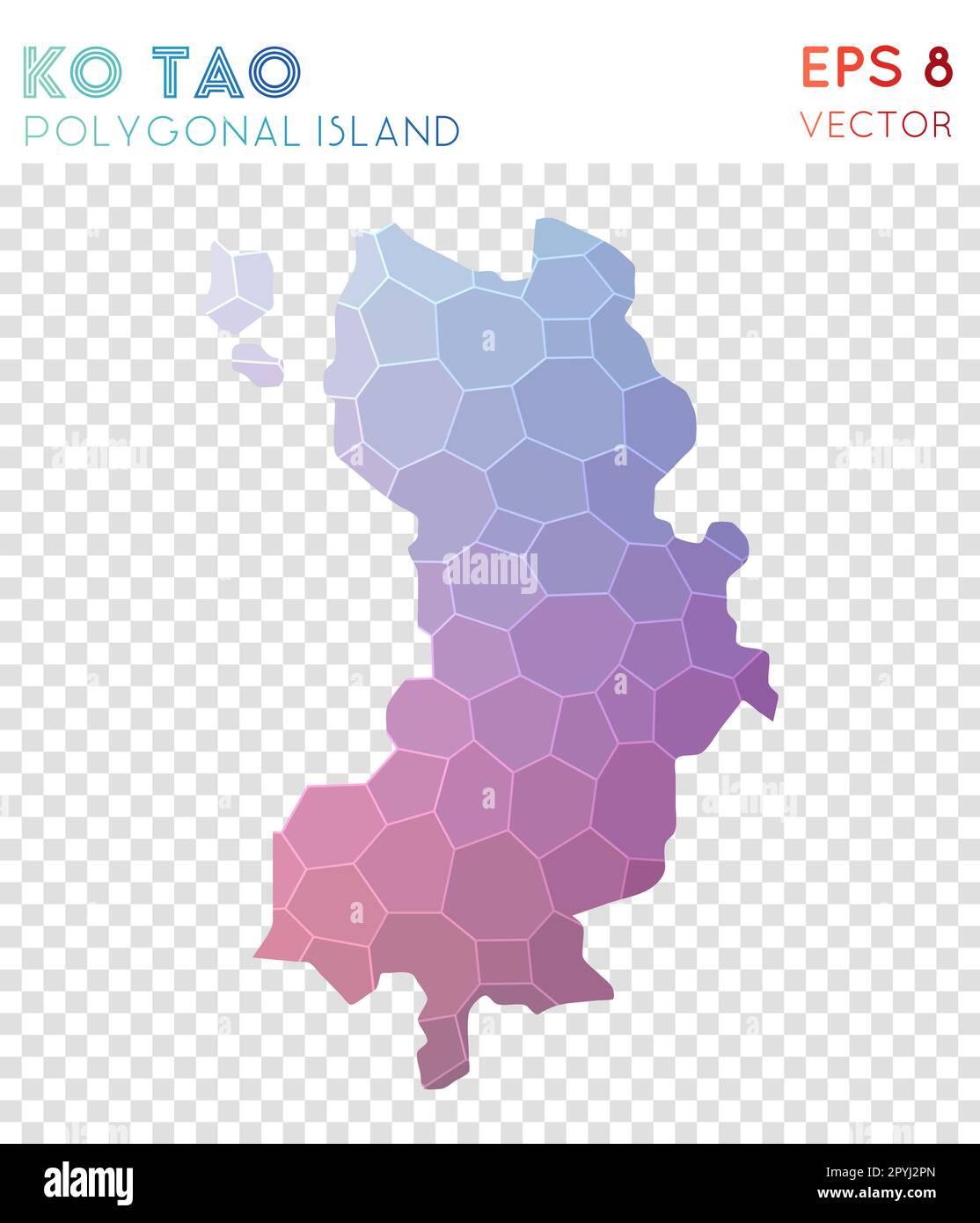 Ko Tao polygonal map, mosaic style island. Amusing low poly style ...