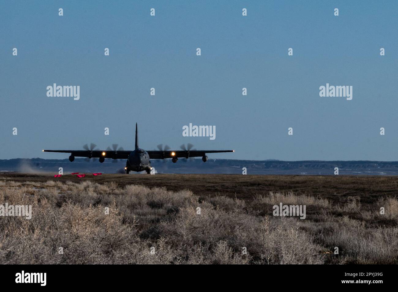 An MC-130J Commando II lands on Highway 287 during Exercise Agile ...