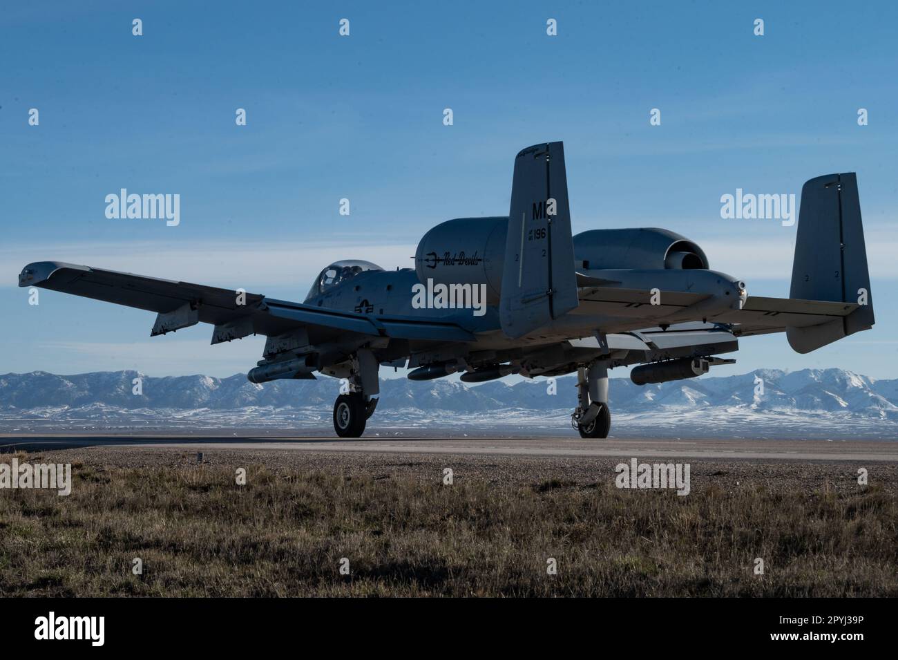 An A-10 Thunderbolt II “Warthog” takes off of Highway 287 during ...