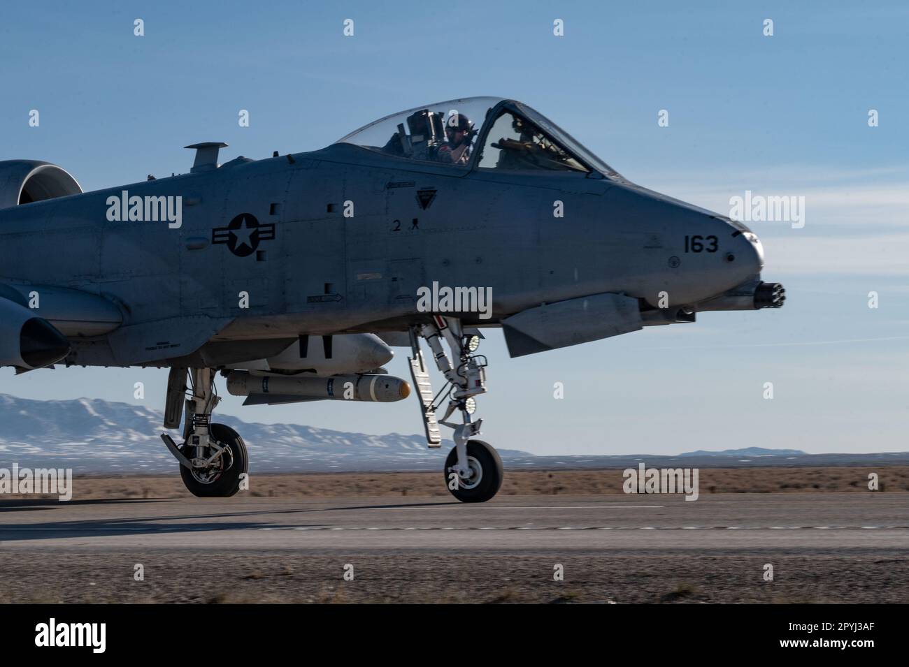 An A-10 Thunderbolt II “Warthog” lands on Highway 287 during Exercise ...