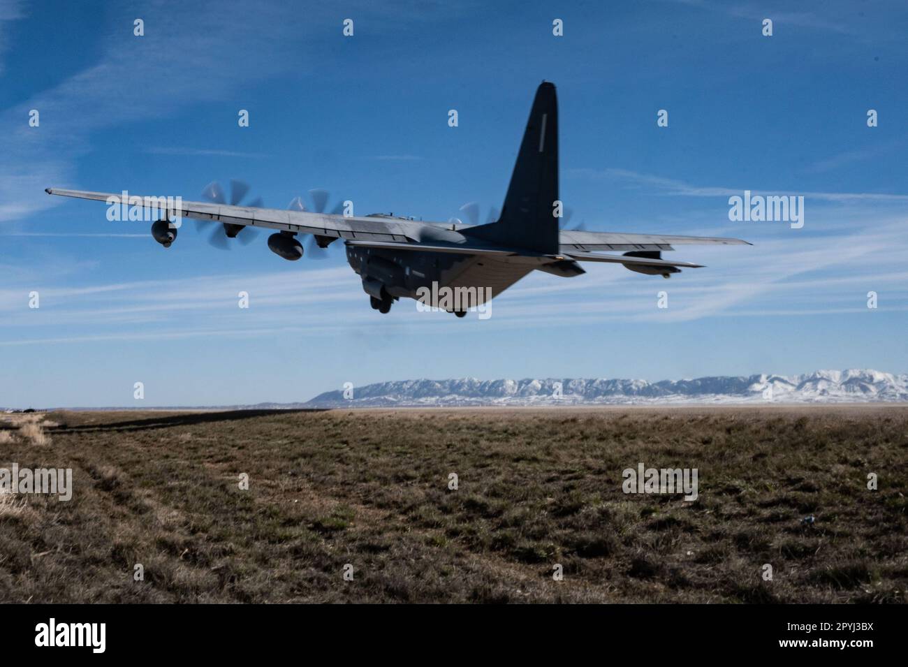 An MC-130J Commando II takes off of Highway 287 during Exercise Agile ...