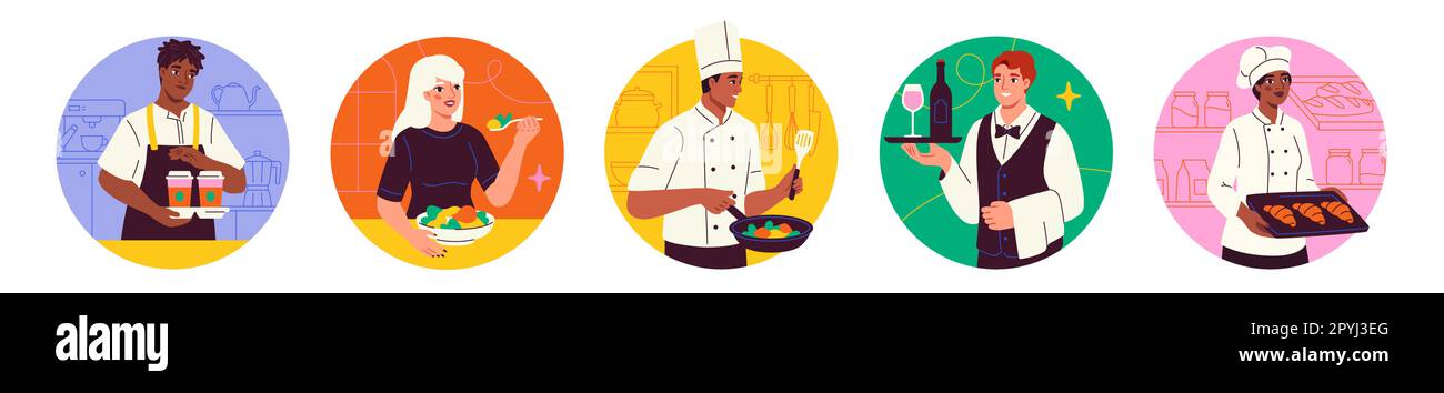 Restaurant workers icons Stock Vector Image & Art - Alamy
