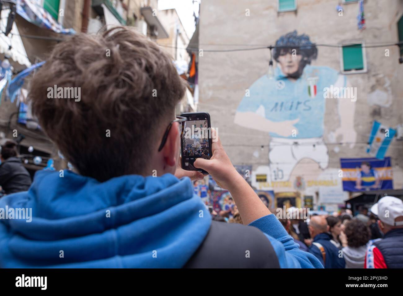Naples, Italy. 3rd May, 2023. View of the mural dedicated to Diego ...
