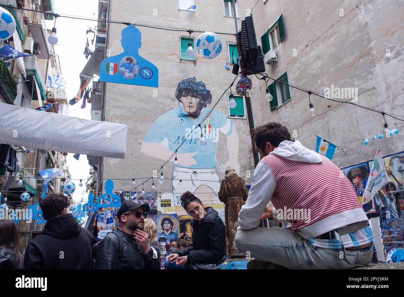 Naples, Italy. 3rd May, 2023. View of the mural dedicated to Diego ...