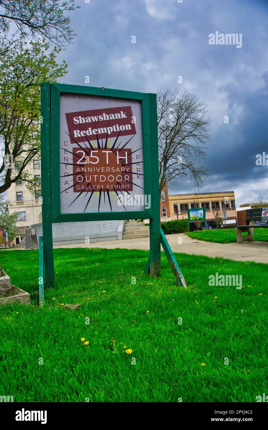 Shawshank Redemption movie art show sign in Mansfield Ohio USA Stock ...