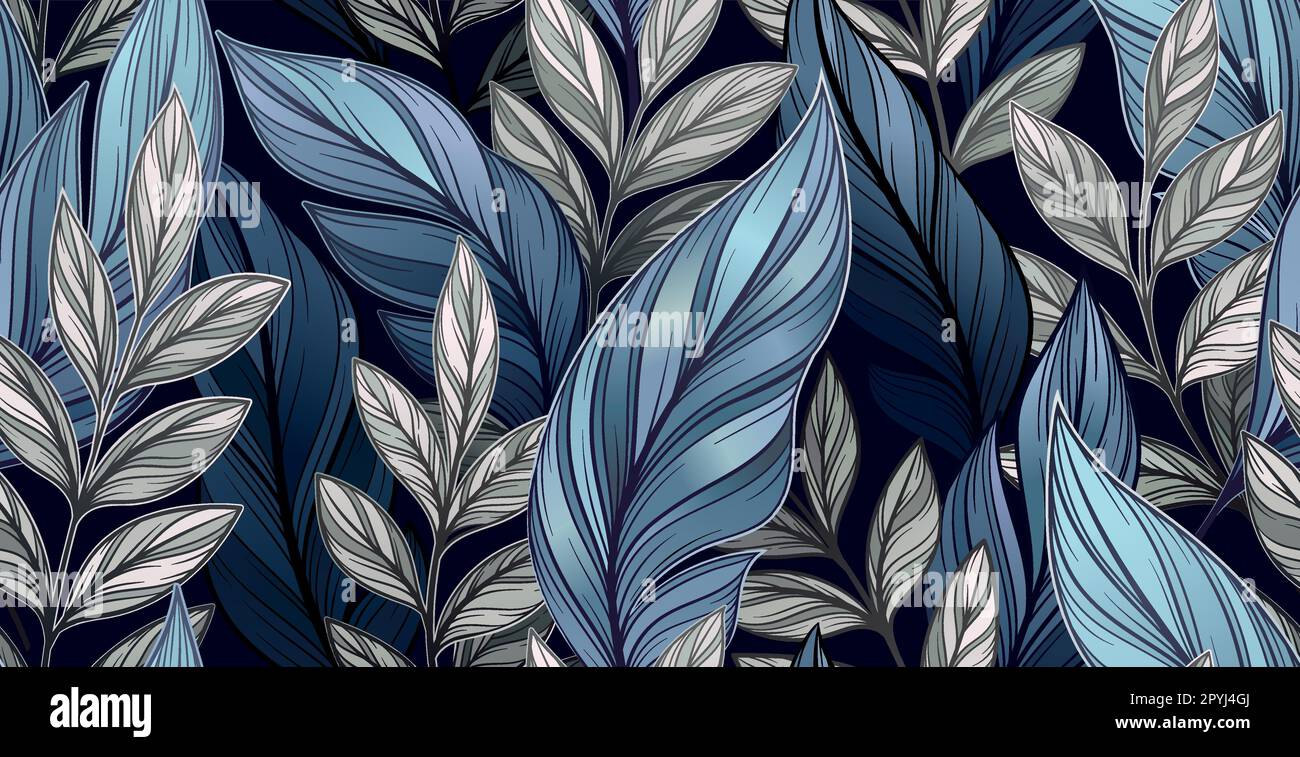 Silver blue leaves Stock Vector Images - Alamy
