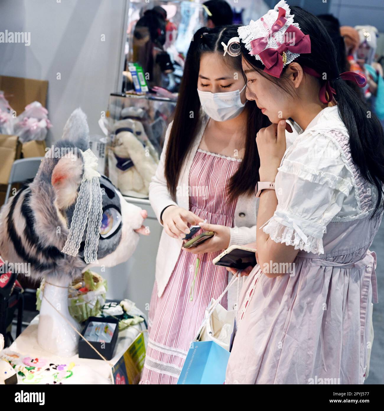 SHANGHAI, CHINA - MAY 3, 2023 - A booth customer at the 29th comicup exhibition in Shanghai ...