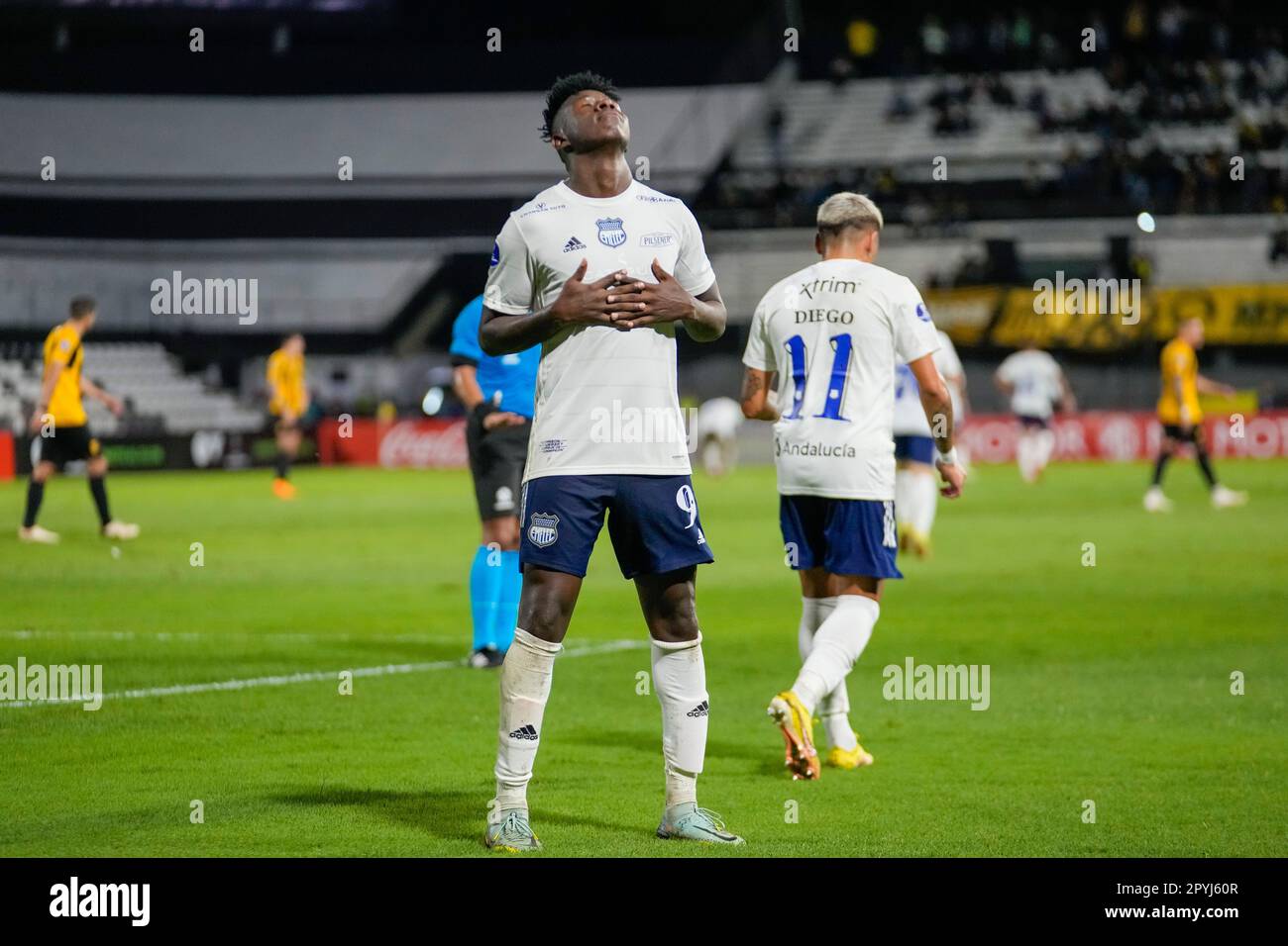 Alejandro Cabeza of Ecuador's Emelec celebrates scoring his side's ...